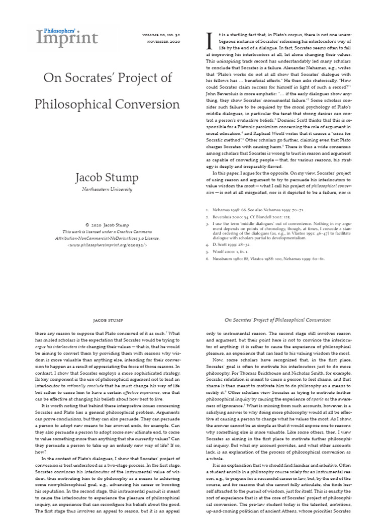 On Socrates' Project of Philosophical Conversion - Jacob Stump | PDF ...