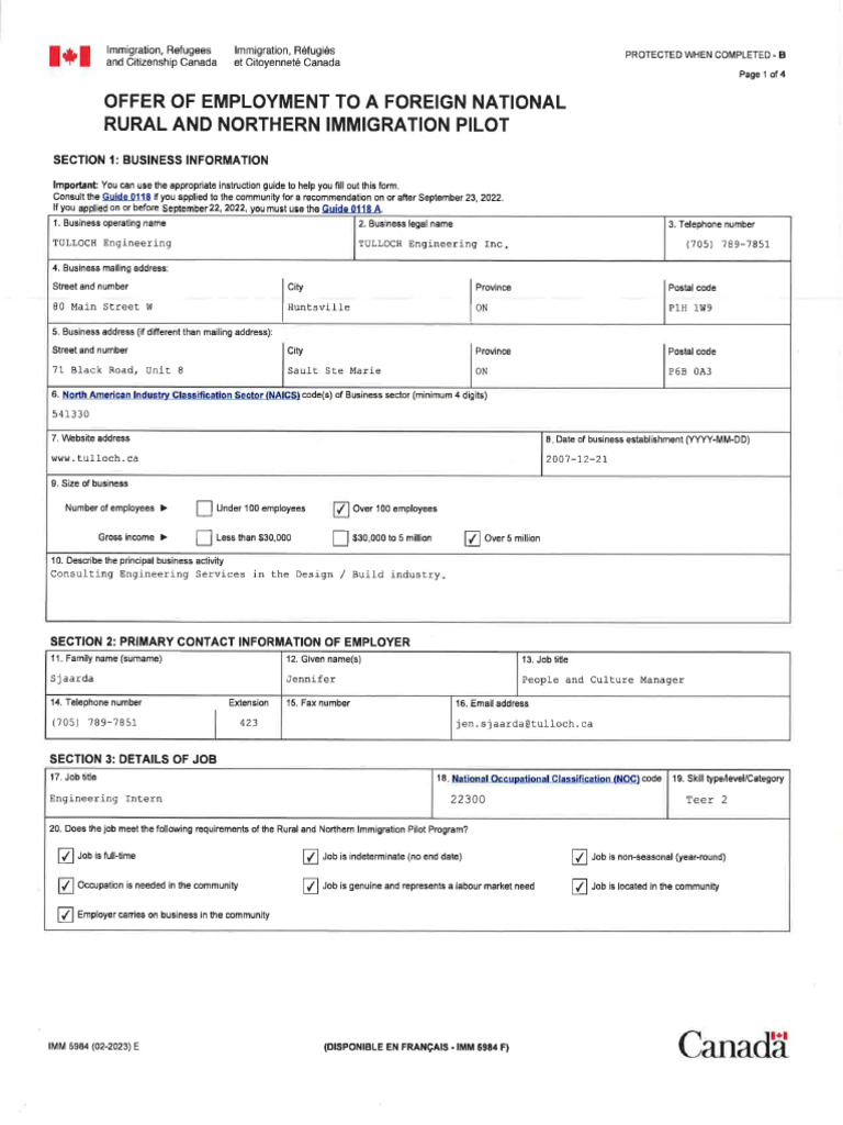 Imm 5984-Offer of Employment Niraj Final Submission | PDF Imm 5984-Offer of Employment Niraj Final Submission | PDF