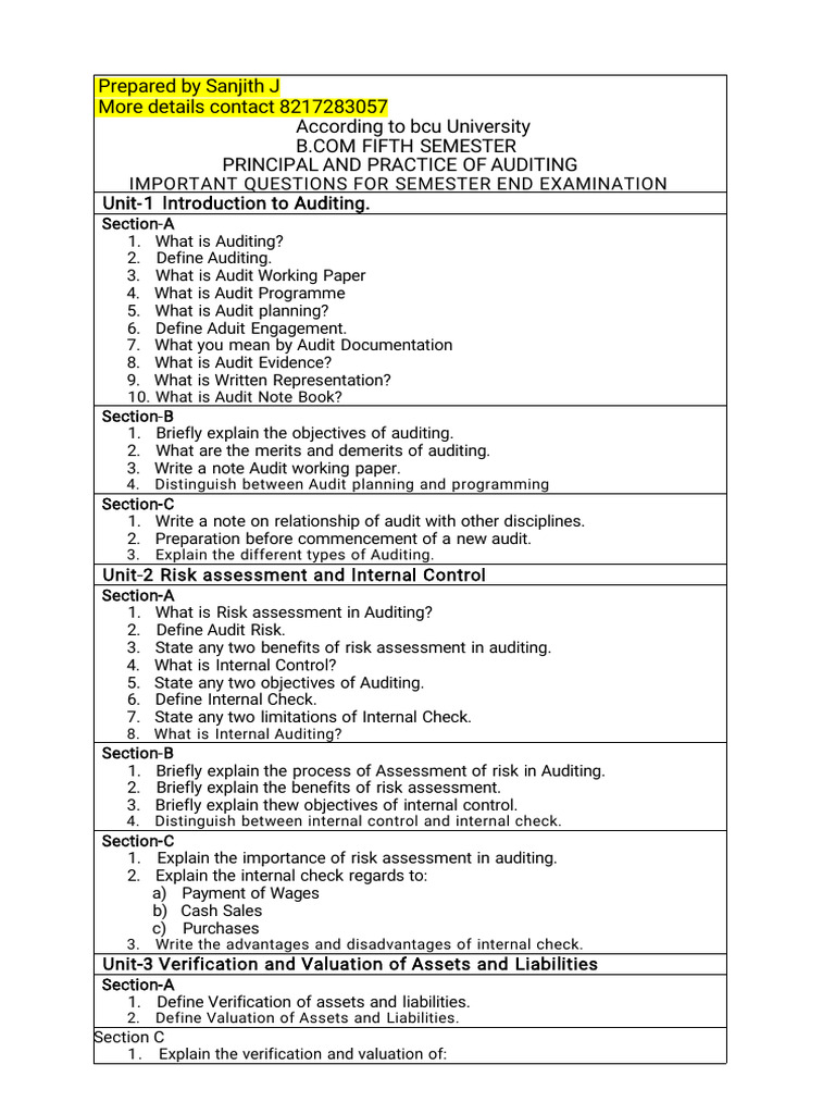 PPA Important Question Final | PDF | Auditor's Report | Audit