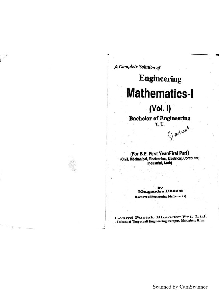 Engineering Mathematics Vol I Solution | PDF