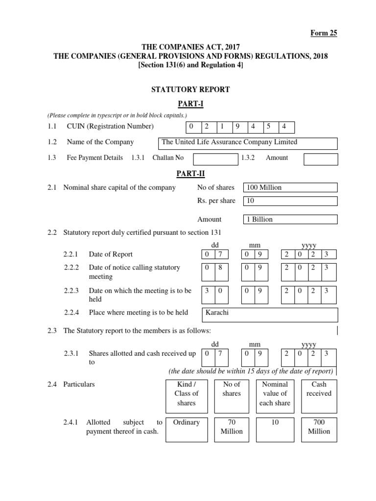 Statutory Report for United Life Assurance | PDF | Lahore | Expense