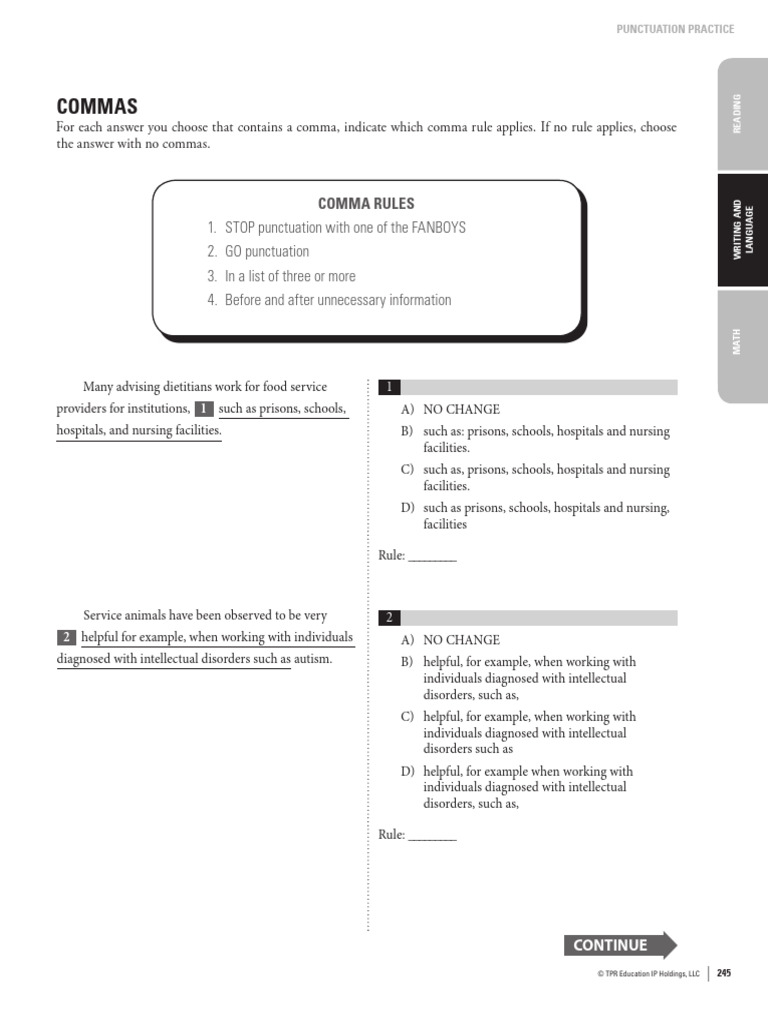 SAT Punctuation Practice Guide | PDF