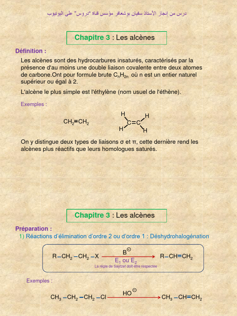 Réactions et Propriétés des Alcènes | PDF | Alcène | Cétone