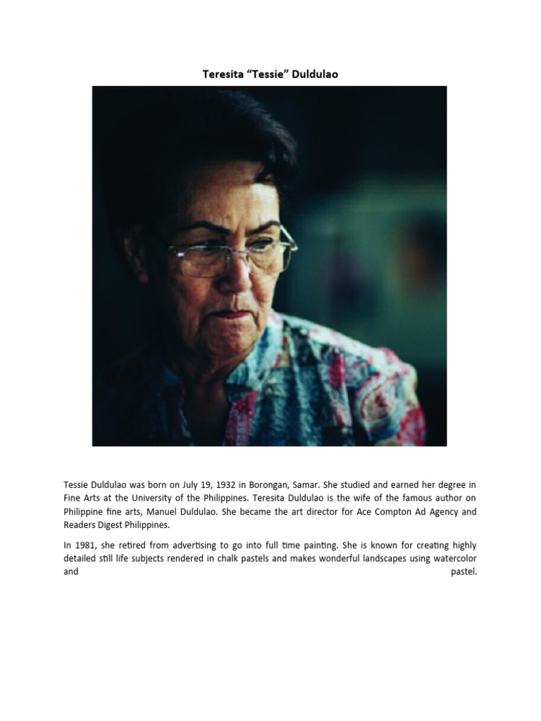 Tessie Duldulao: Filipino Landscape Artist | PDF | Foreign Language Studies