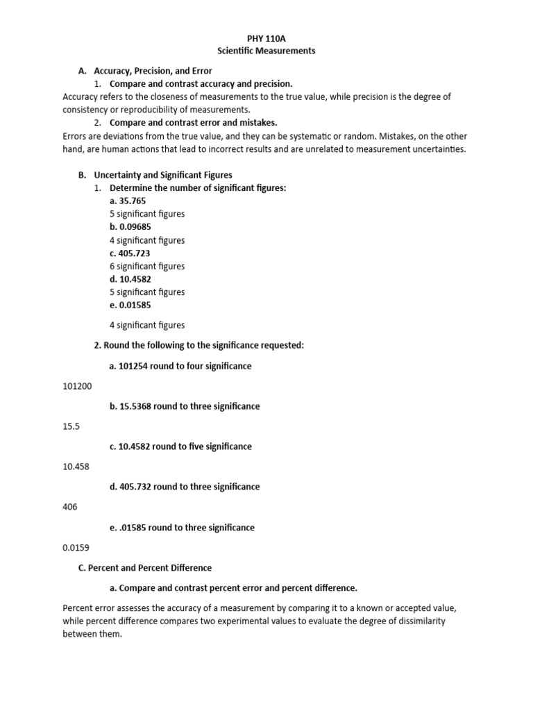 Activity 1 - Scientific Measurements | PDF | Significant Figures ...