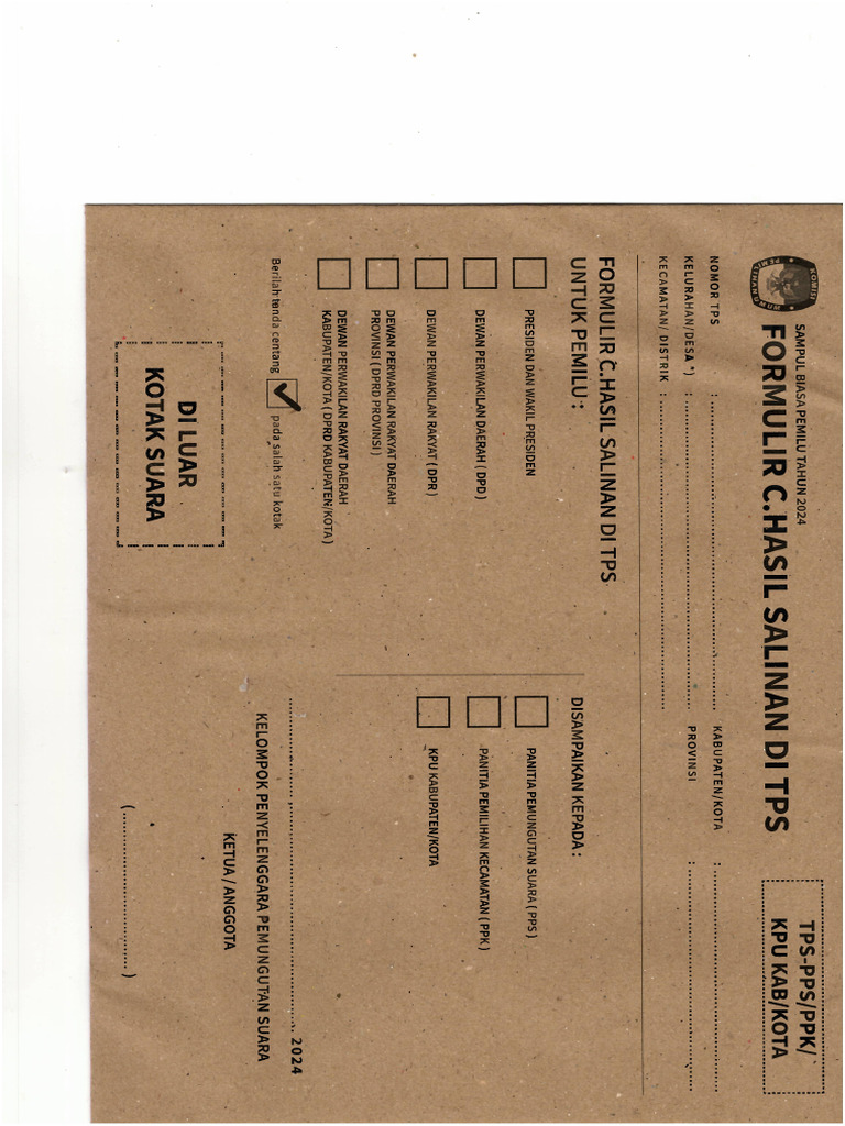 Form C Hasil Salinan Tps | PDF