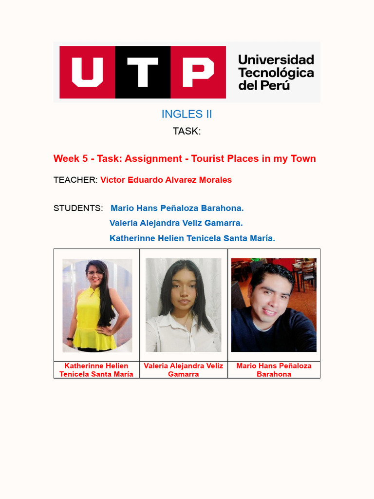 Week 5 - Task Assignment - Tourist Places in My Town | PDF