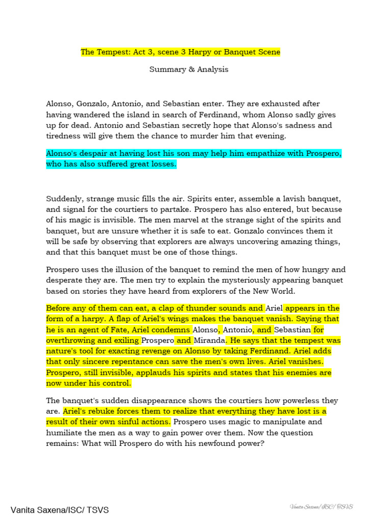 Tempest ACT 3 SCENE 3 | PDF