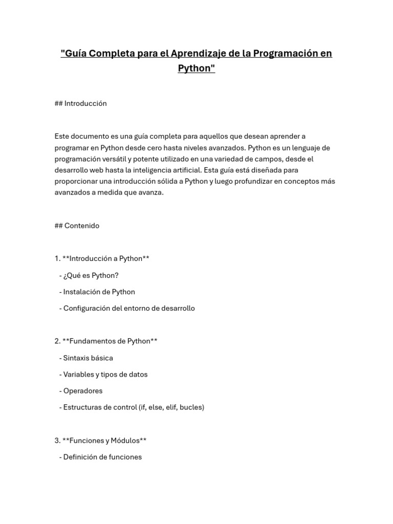 Guía Completa para El Aprendizaje de La Programación en Python | PDF