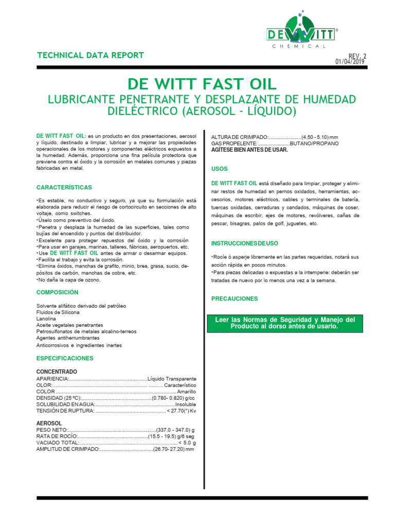 De Witt Fast Oil | PDF | Corrosión | Química