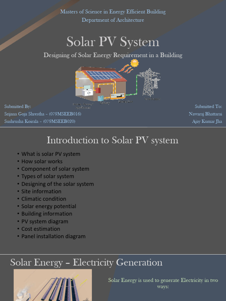 Solar PV System of RBB (Sushrusha & Srijana) | PDF | Photovoltaics ...