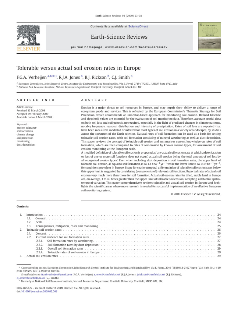 Tolerable Vs Actual Soil Erosion Rates | PDF | Soil | Erosion