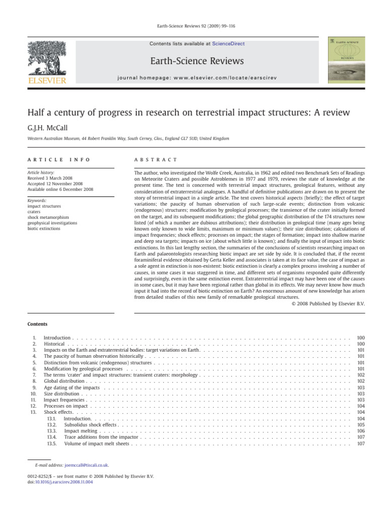 Terrestrial Impact Structures | PDF