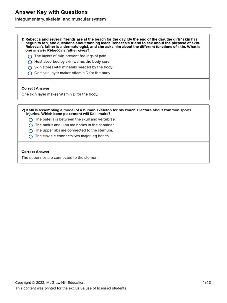 Integumentary, Skeletal and Muscular System | PDF | Bone | Skeletal Muscle