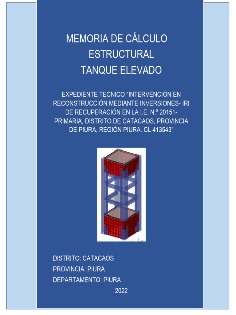 Memoria de Calculo Tanque Elevado | PDF