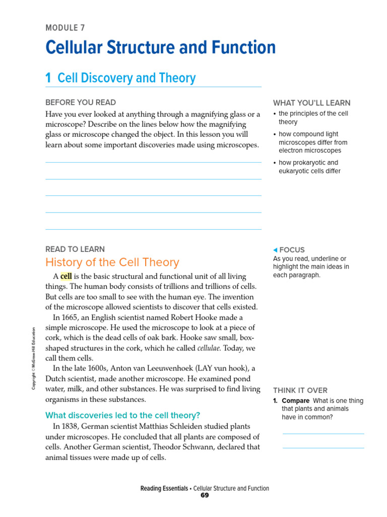 Reading Essential - Cell Structure and Function | Download Free PDF ...