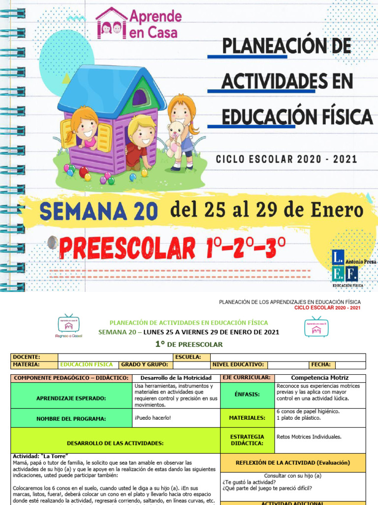 1°, 2° y 3° Preescolar EF Semana 20-LEF Antonio Preza | PDF