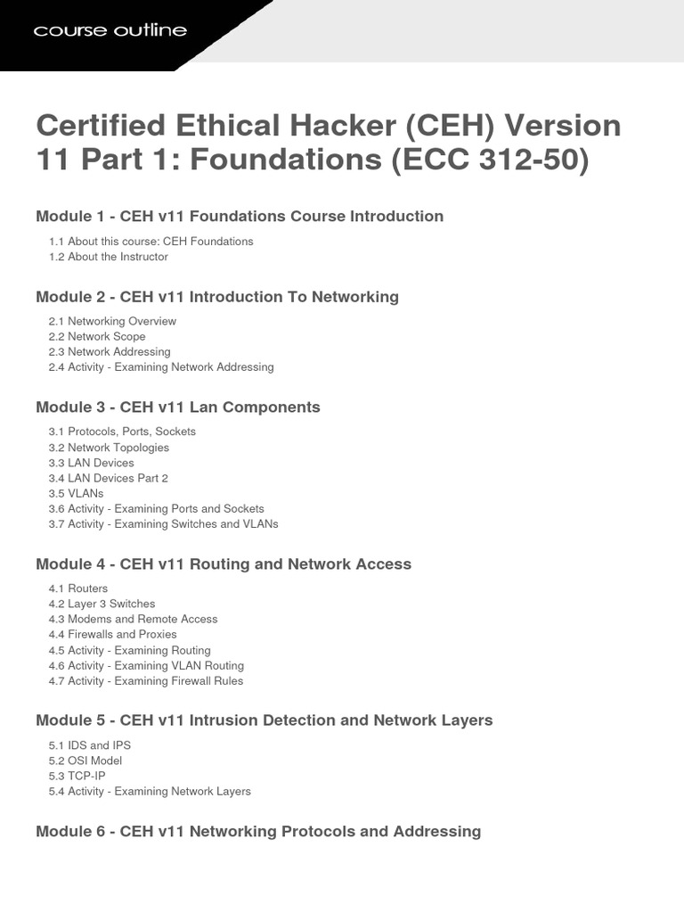 CEH v11 Course Overview and Modules | PDF | Computer Network | Internet ...