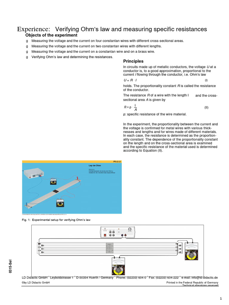 Physics Experiment: Ohm’s Law | PDF | Electrical Resistance And ...