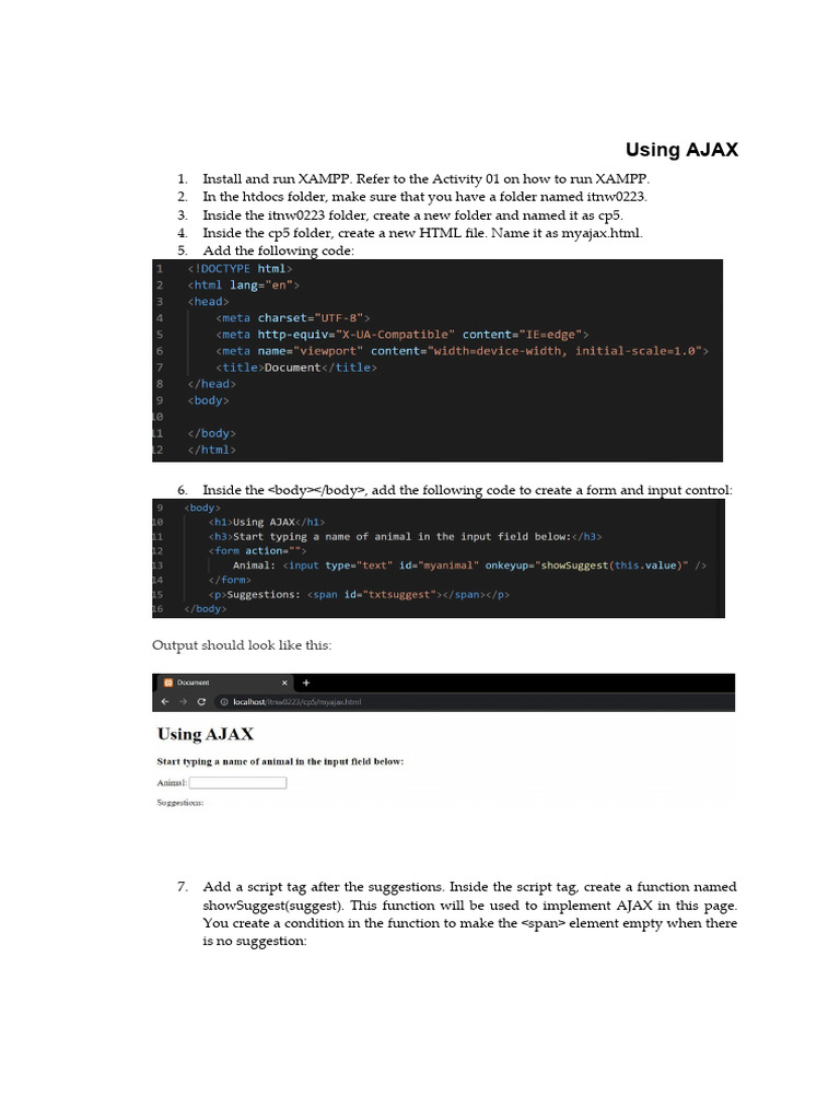 AJAX Implementation Guide with XAMPP | PDF | Ajax (Programming) | Computing