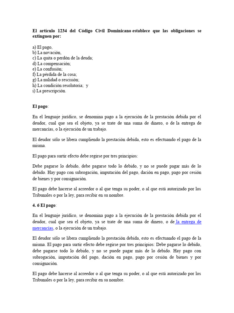El Artículo 1234 Del Código Civil Dominicano | PDF