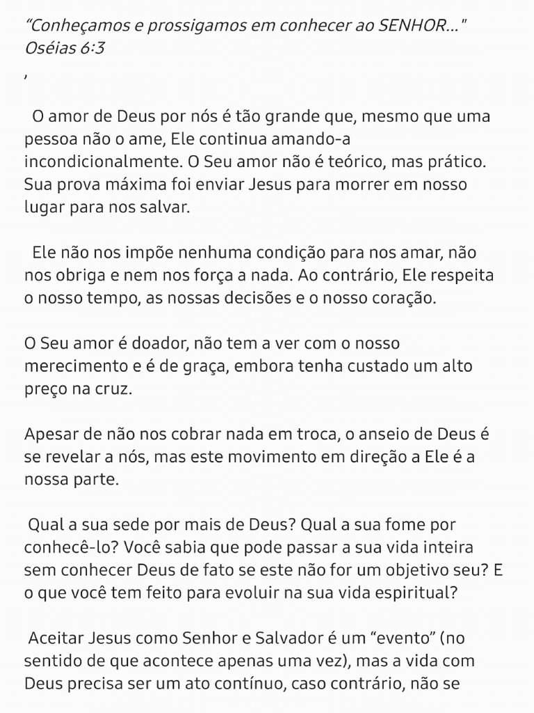 Você Quer Prosseguir em Conhecer Ao Senhor - 240215 - 194133 | PDF