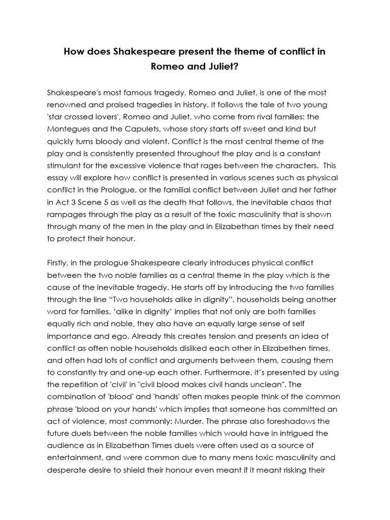 Romeo and Juliet Essay On Conflict | PDF