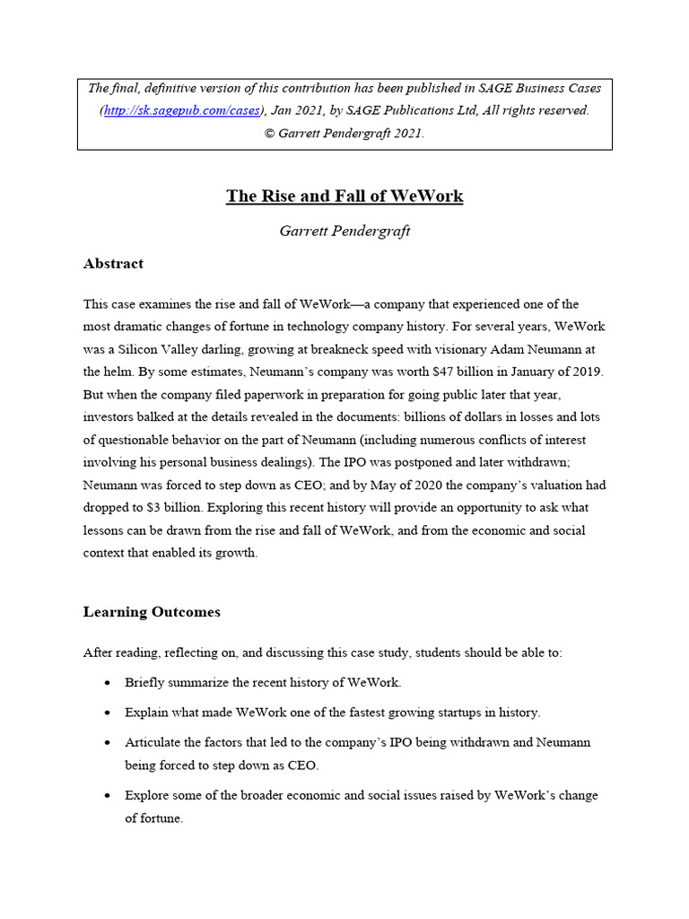 WeWork: A Timeline of Rise and Fall | PDF | Gross Margin | Lease