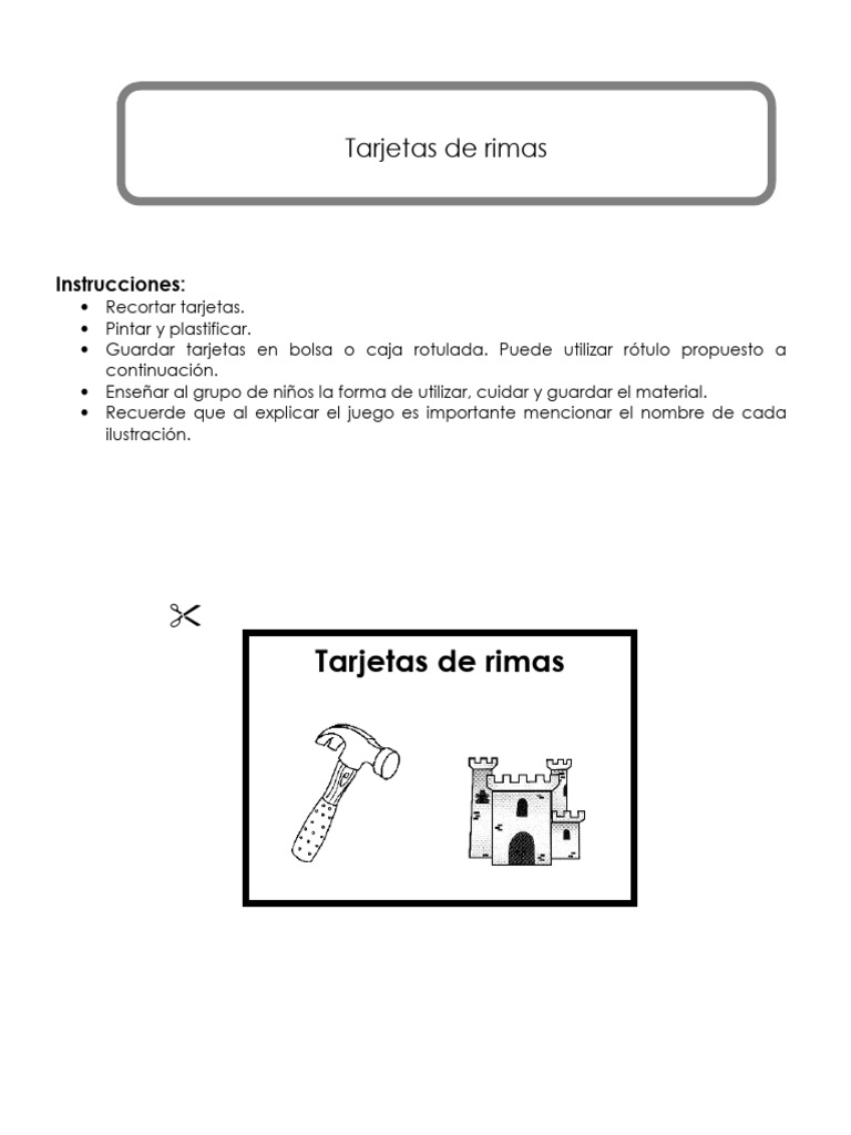 Set de Tarjetas Con Rimas | PDF