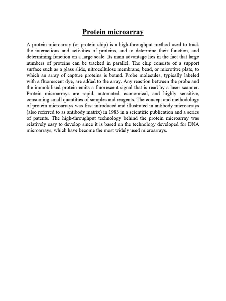 Overview of Protein Microarray Technology | PDF