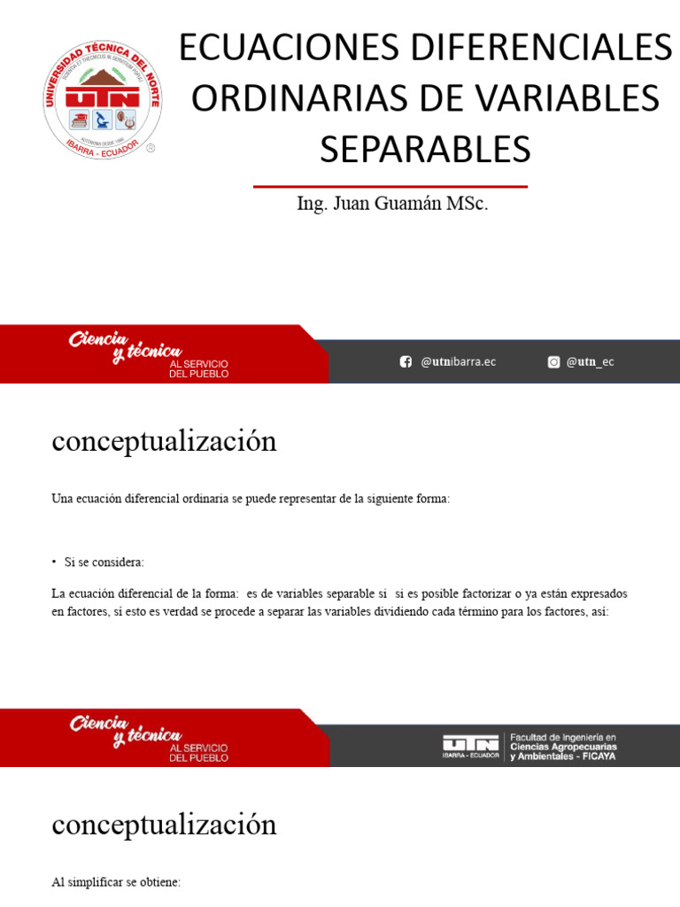Ecuaciones Diferenciales: Variables Separables | PDF | Ecuaciones | Ecuaciones diferenciales
