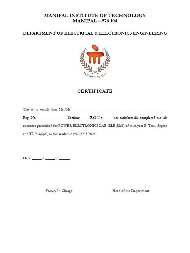 Power Electronics Lab - Manual - 2024 - Cycle 1 | PDF