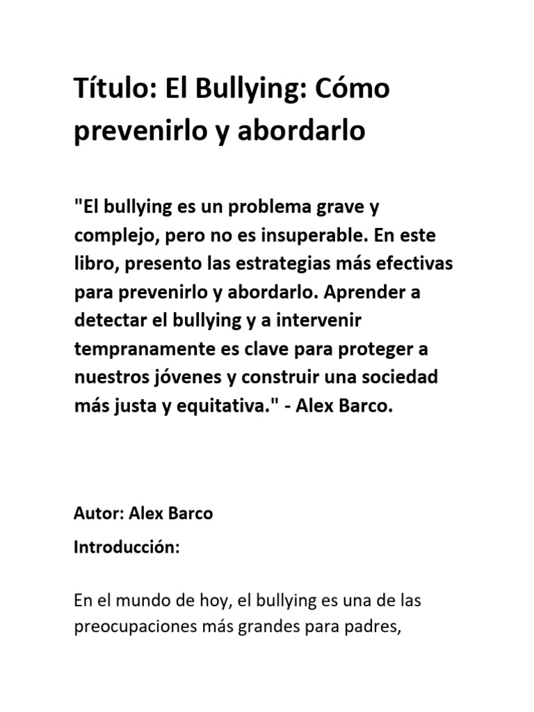 Trabajo Escrito Bullying-1 | PDF | Acoso cibernético
