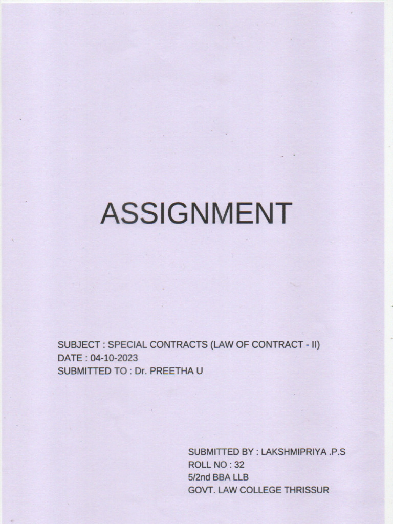 Special Contract Assignment | PDF