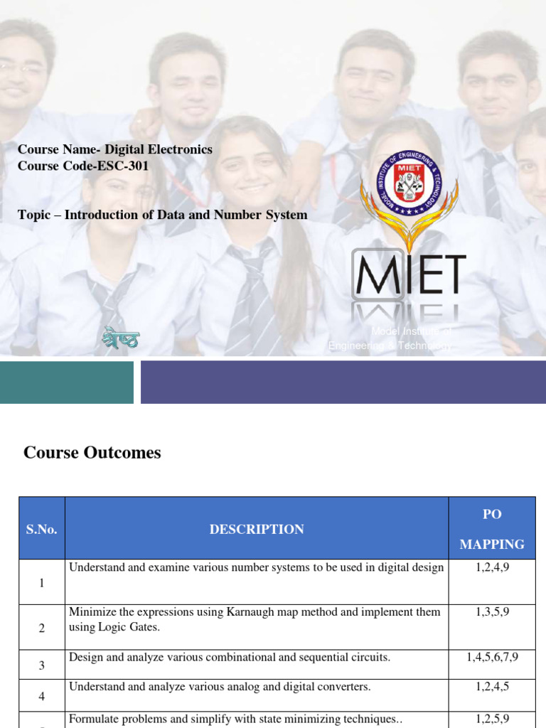 Course Name-Digital Electronics Course Code-ESC-301: Model Institute of Engineering & Technology ...