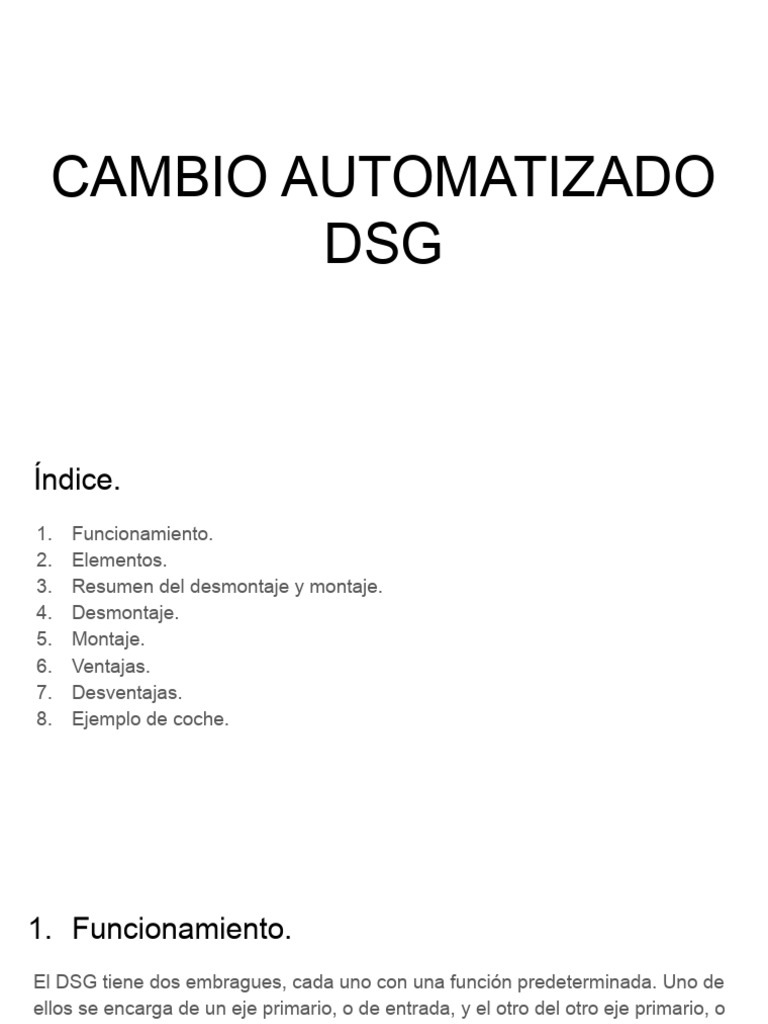 Cambio Automatizado DSG | PDF | Embrague | Vehículos terrestres