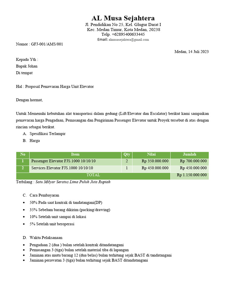 Contoh SPH Al Musa Sejahtera | PDF