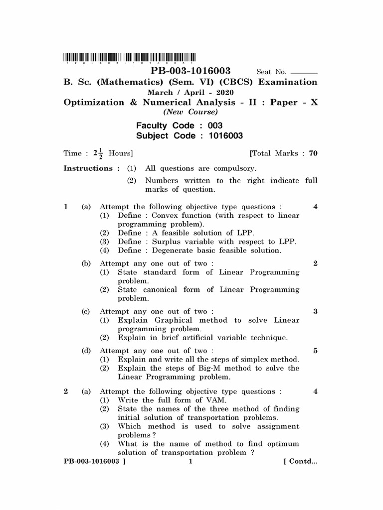 Optimization Numerical Analysis 2022 | PDF