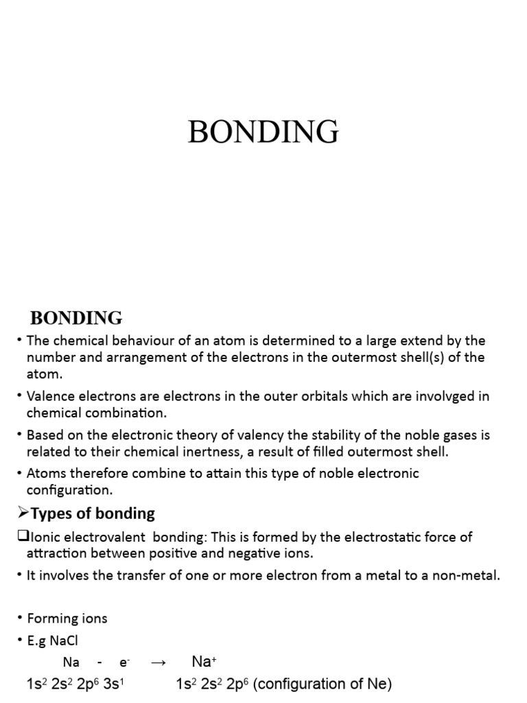 BONDING | PDF | Chemical Bond | Ionic Bonding