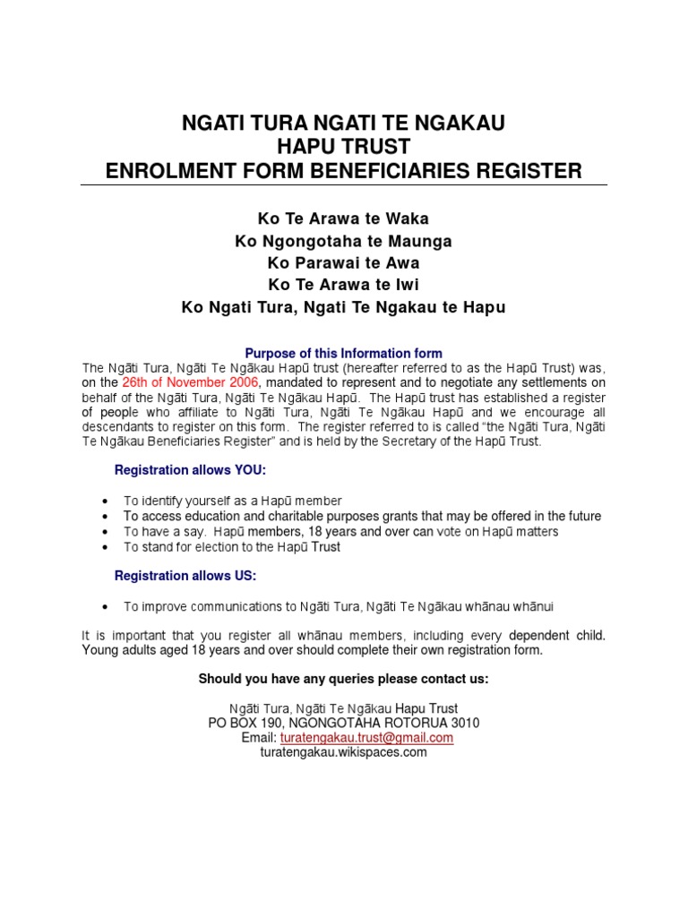 Tribal Registration Form | PDF | Māori
