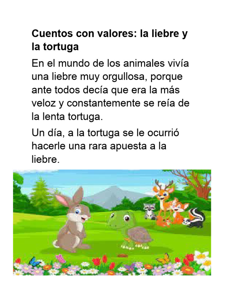 Cuento La Liebre y La Tortuga | PDF