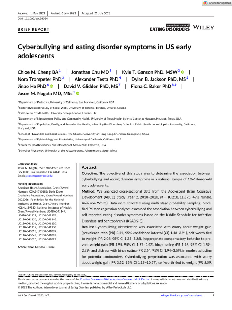 Intl J Eating Disorders 2023 Cheng Pdf