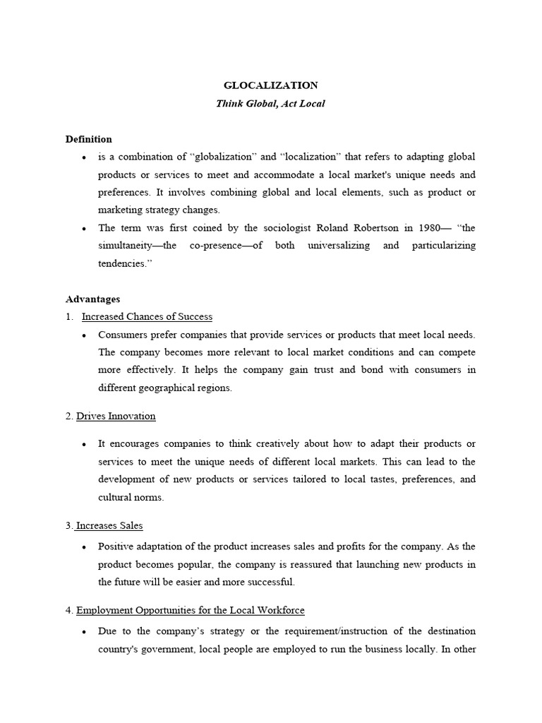 GLOCALIZATION | PDF | Competition | Economies