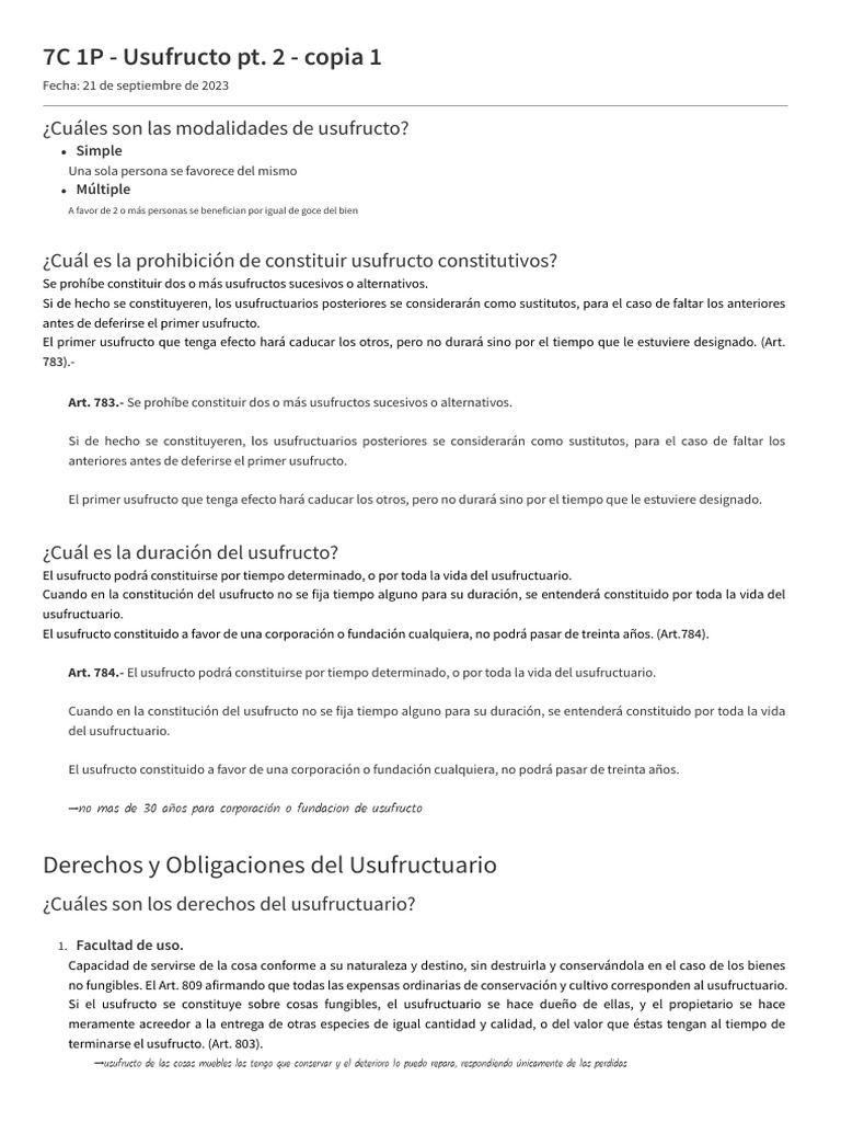 7C 1P - Usufructo Pt. 2 - Copia 1: ¿Cuáles Son Las Modalidades de ...