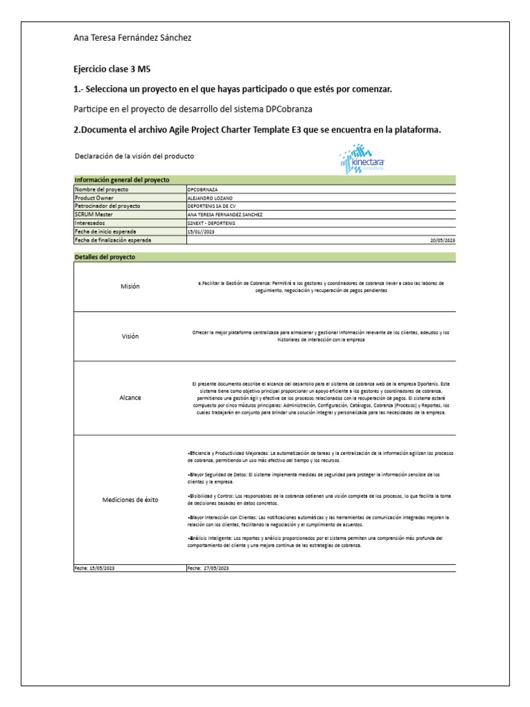 Ejercicio Clase 3 M5 ATFS | PDF | Scrum (desarrollo de software) | Planificación