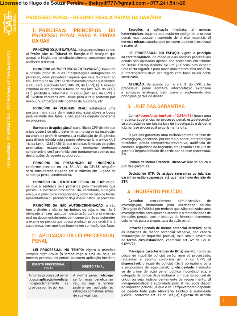 Resumo Processo Penal | PDF