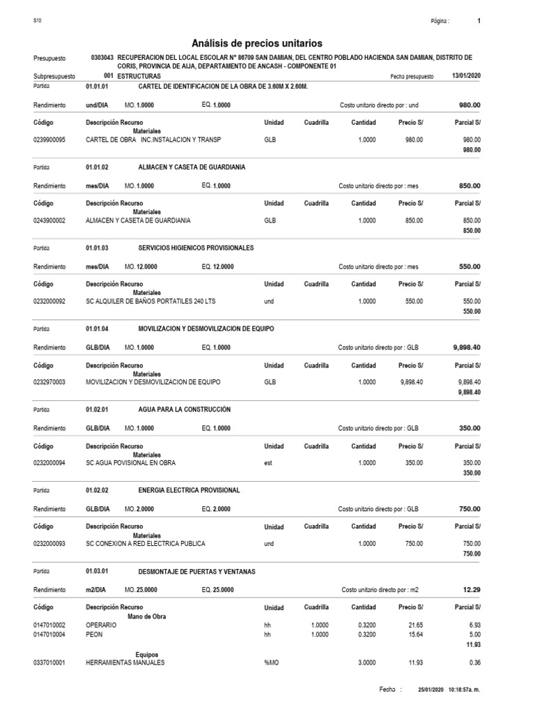 Analisissubpresupuestovarios Estruc | PDF