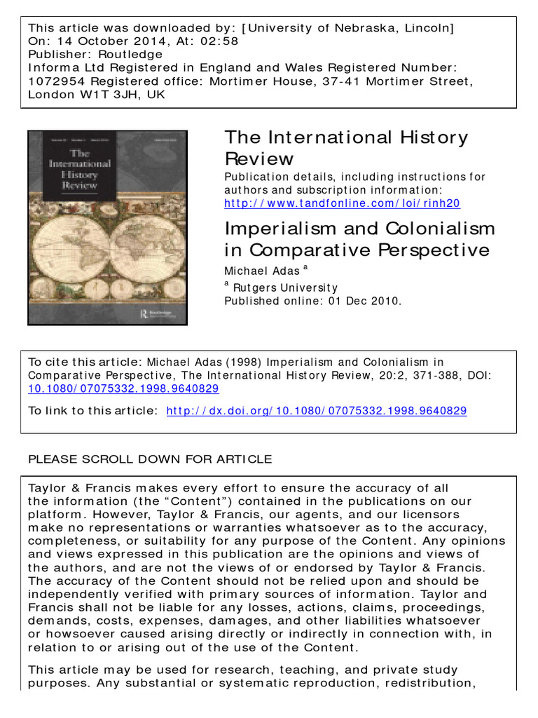 Imperialism and Colonialism by Michael Adas | PDF
