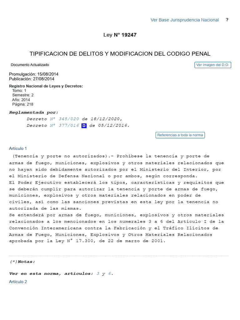 Ley 19247: Regulación de Armas en Uruguay | PDF | Ciencias sociales
