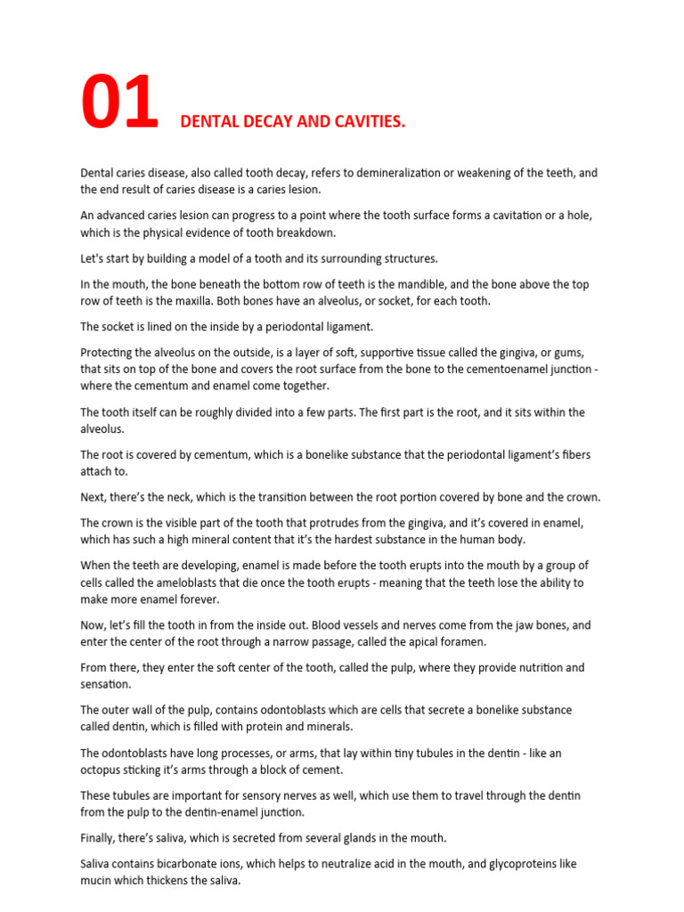 01 Dental Decay and Cavities | PDF | Human Tooth | Tooth Enamel